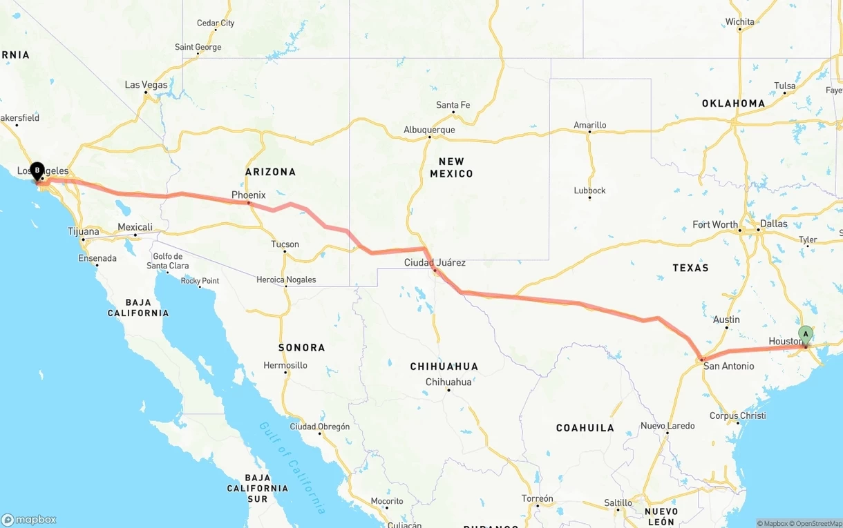 Houston to Los Angeles International Airport Shipping Rates