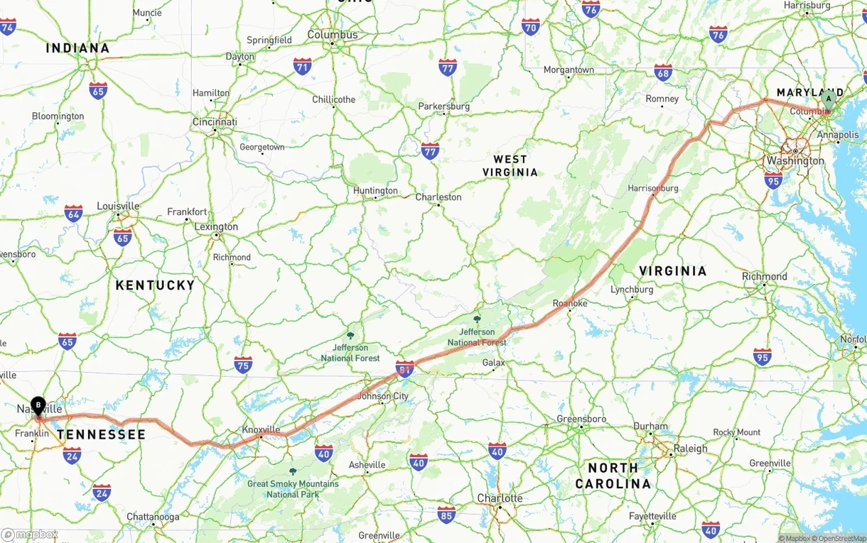 Port of Baltimore to Nashville Shipping Rates