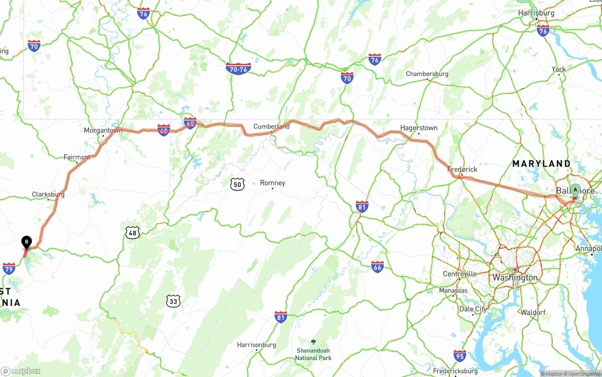 Port of Baltimore to West Virginia Shipping Rates