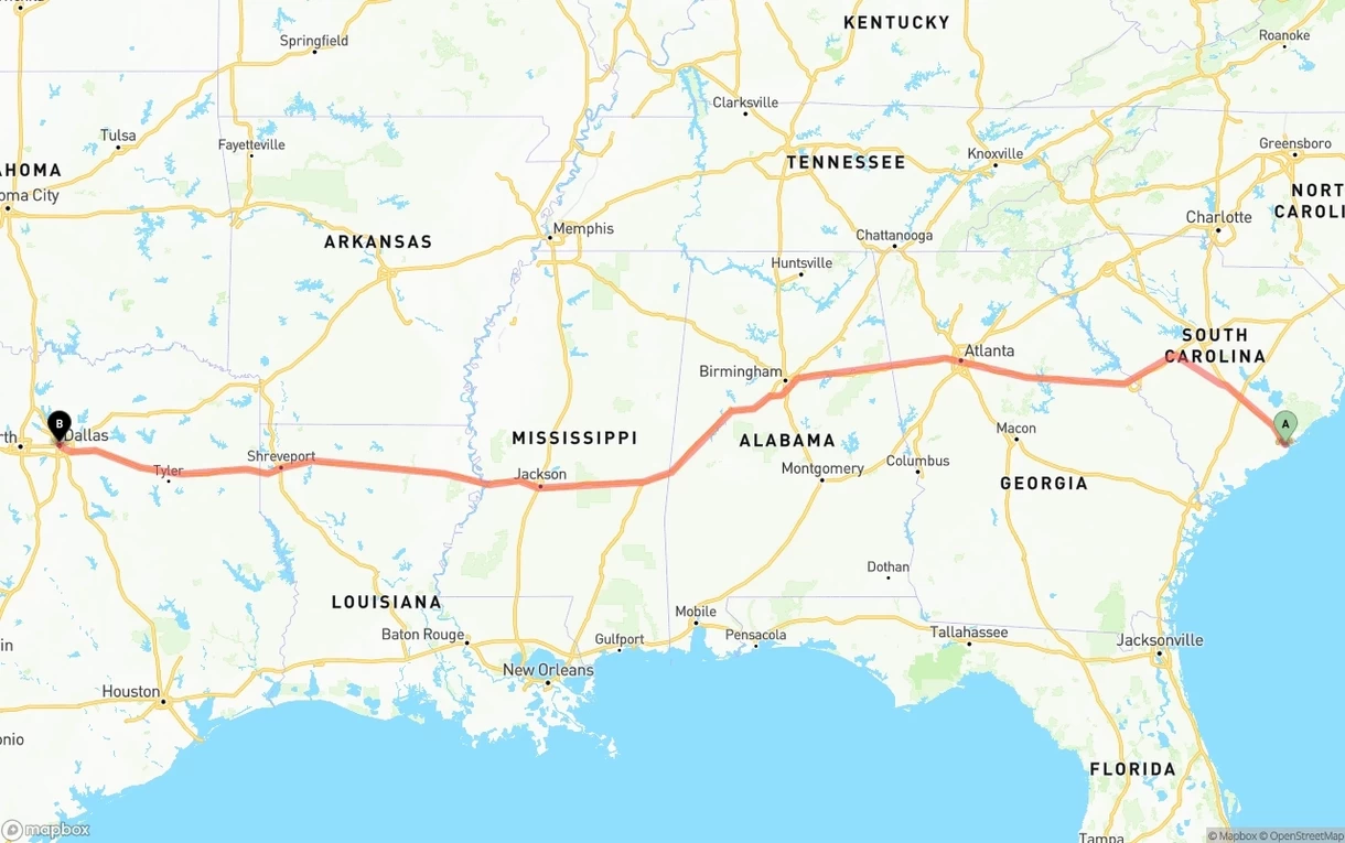 Port of Charleston to Dallas Shipping Rates